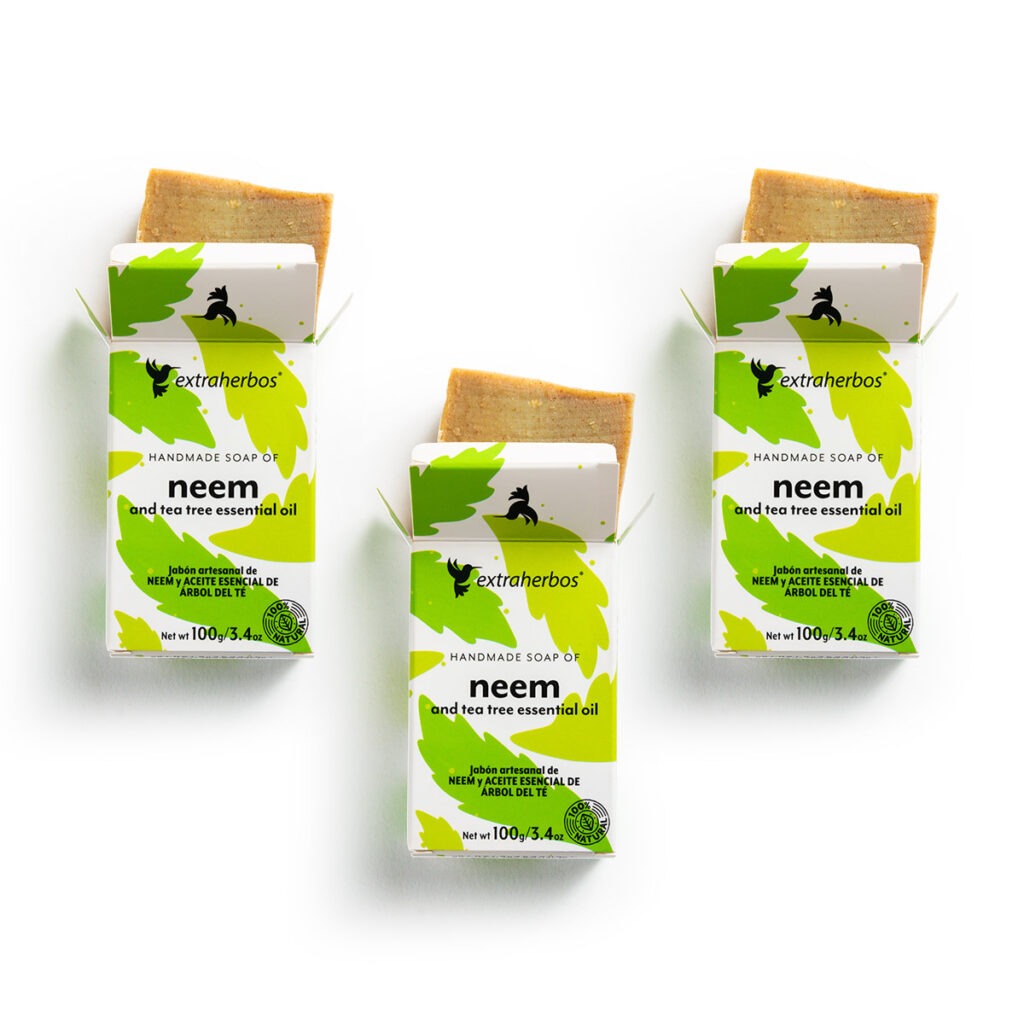 Pack 3 Jabones de Neem y Aceite de Árbol del Té - extraherbos.com